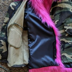 unknown | Jackets & Coats | Pink Fur Army Jacket | Poshmark